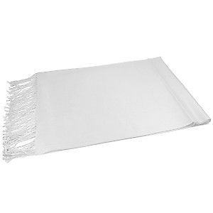 Glory Max Women Large Soft Silky Pashmina Shawl Wrap Scarf in Plain Solid Colors (White)