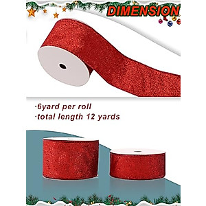 Wlflash 2-1/2 Inch10 Yards Merry Christmas Wired Edge Xmas Net Ribbon Wreath Supplies Decorative Wrapping Craft Roll for Gift Decor Accessories Party Decoration