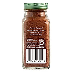 Simply Organic Cayenne Pepper, 2.89 Ounce, Pure, Organic Cayenne Peppers, No GMO's, Kosher Certified