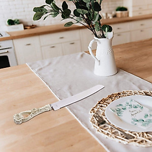 FashionCraft Vintage Rose Design Wedding Knife and Cake Server Set, Ivory