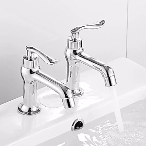 Bathtub Basin Pillar Taps Pair Plating Single Cold and Hot