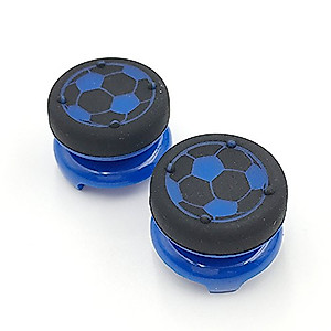 2 x High Extender Analog Thumbsticks Cap Thumb Stick Grips Joystick Cap Cover for Playstation 4 for PS4 Xbox 360 PS3 Controller (Dark Blue Soccer)