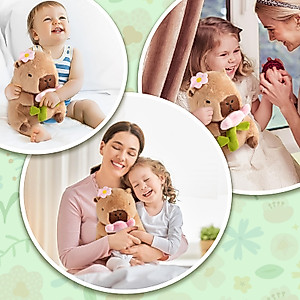 CHDBLOCK Flower Capybara Plush, Cute Capybara Plush Pillow Kawaii Flower Stuffed Aniamls Capybara Plushies Toys Gifts for Kids 11 inch