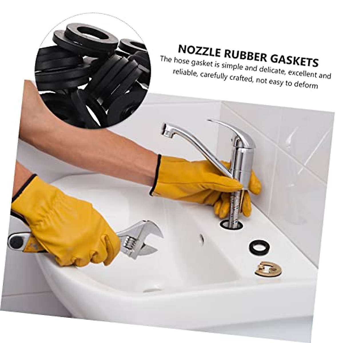 VILLFUL 100pcs Keep Rubber Shower Pipe Shop Heads Garden Tabs Standard Seal Water Round Gasket Fit Duty All Washers Heavy for Replacement Self Sealing O Hose Ring Nozzle Flat Washer