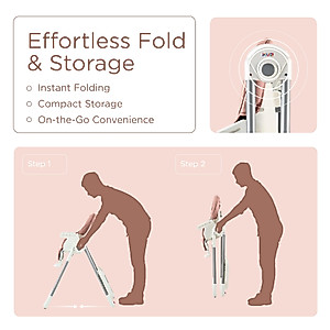 KÜB 3-in-1 Foldable Baby High Chair | 7 Height & 4 Recline Adjustable | Removable Seat & Tray for Easy Clean | 2 Locking Wheels | Multifunctional Infant Highchair for Babies Toddlers Girl (Pink)