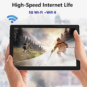 2023 Newest 2 in 1 Tablet with Keyboard, 6GB+128GB/1TB Expandable, 10 inch Tablet Android 11 Tablets Include Mouse Stylus Tempered Film, 5G WiFi 6, 8MP Dual Camera, 1280*800 10" FHD, 6000mAH Tablet PC