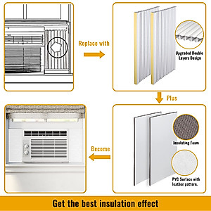 LBG Products Window AC Side Panels,Double Layers Adjustable Side Panel Kit with Air Conditioner Foam Insulation Panels, White