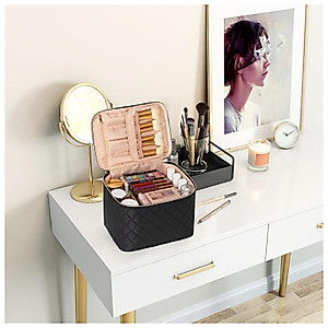 OCHEAL Makeup Bag, Large Travel Cosmetic Bags for Women Washable Make Up Bag Organizer Train Case -Large,Black