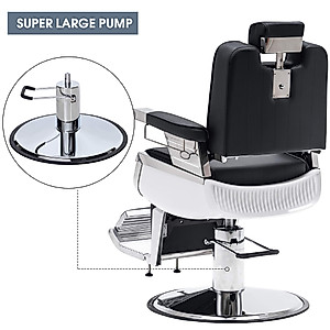 BarberPub Heavy Duty Vintage Barber Chair Hydraulic Recline Shampoo Beauty Spa Salon Equipment 3819 (Black)