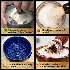 TIMELESS RAZOR Gray Shaving Bowl w/Ridges - Mixes Mens Shaving Cream & Shaving Soap - Durable & Holds Heat Longer - Whip a Quick, Rich & Thick Lather - USA Made