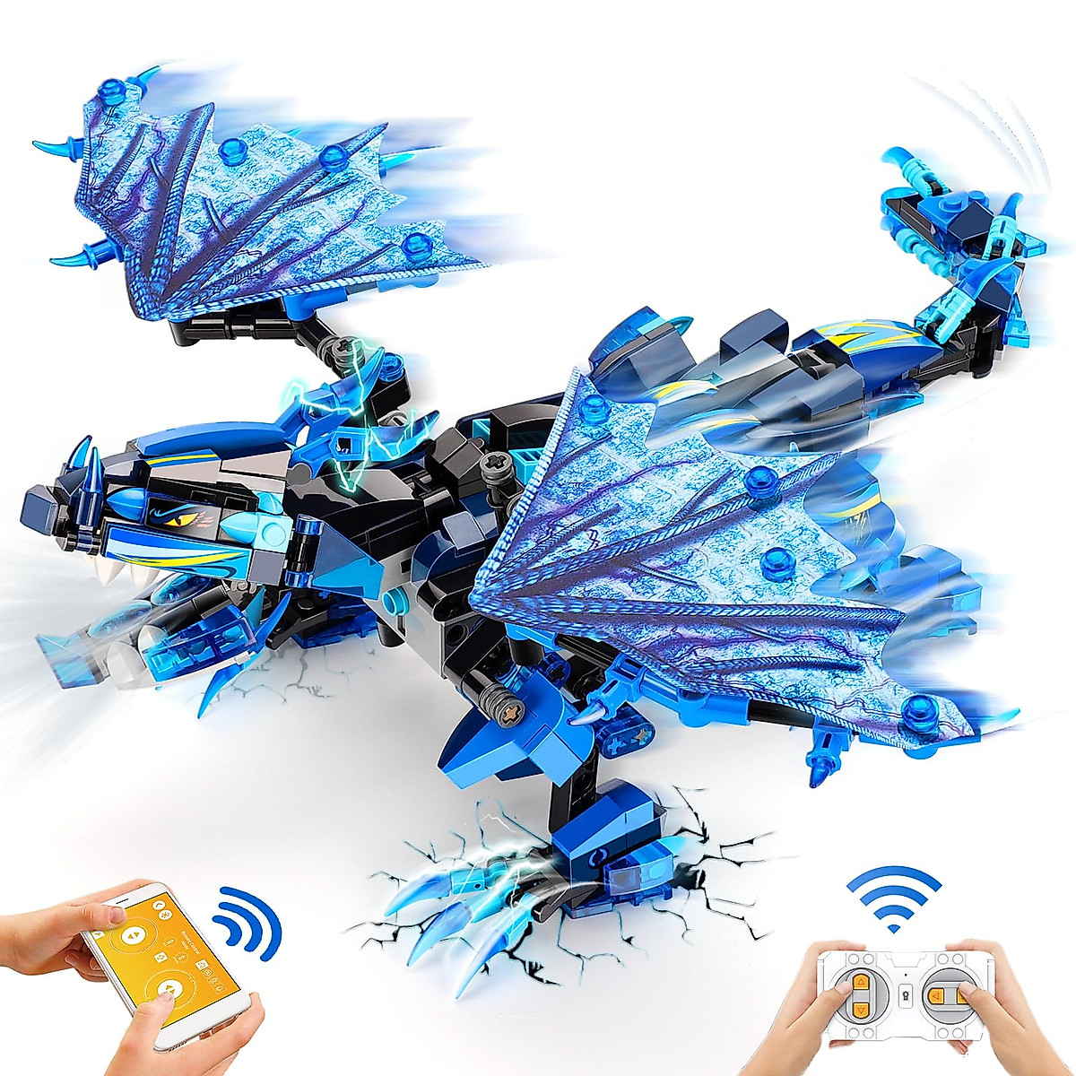 OASO Dragon Building Kit with Remote Control STEM Gifts for Boys Kids Ages 8-12, Coding Buildable Technic Toys for Birthday with 549 Pieces