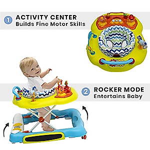 Delta Children 4-in-1 Discover & Play Musical Walker, Blue/Green