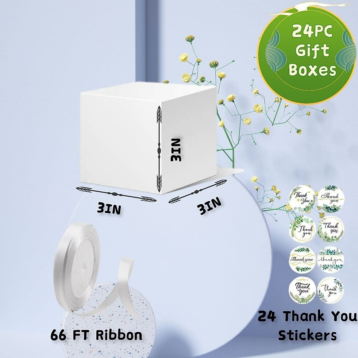 XCXGYCA White Gift Boxes 10 Pack 7x7x7 IN Small Gift Boxes With Lids for Birthday Party Gift Boxes, Bridesmaid Proposal Gift,Christmas Gift Boxes,Graduation, Holiday, With 10 Thank You Stickers ,With 66 FT Ribbon(7x7x7 IN, White) …