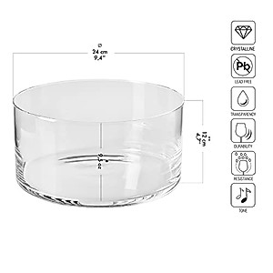 Krosno Glass Salad Bowl | 9.4" | Glamour Collection | Perfect for Home, Restaurants and Parties | Fridge Safe