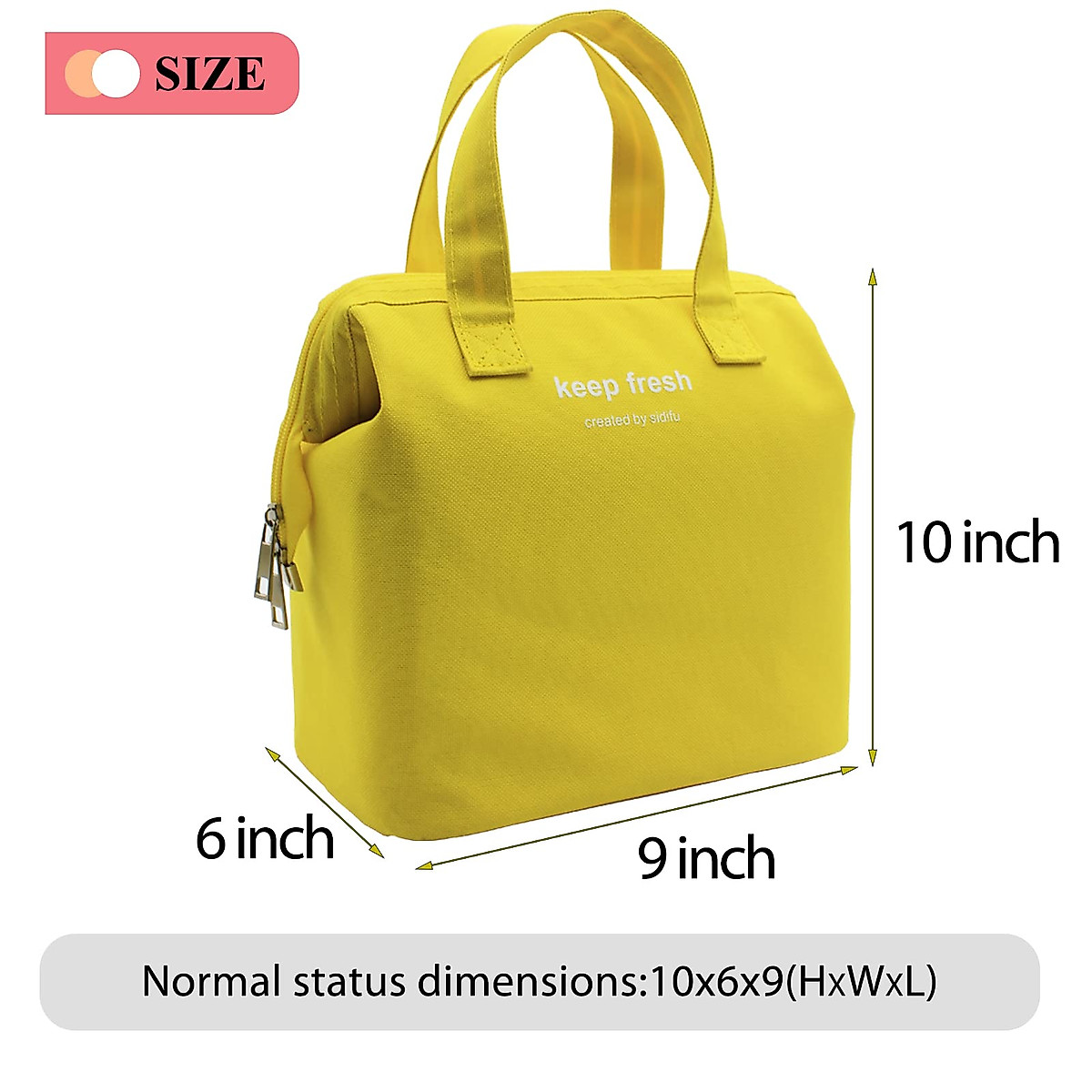 Mziart Insulated Lunch Bag Simple Bento Cooler Bag Lunch Tote Bag for Lunch Box for Women Men Adult Picnic Working Hiking Beach (Yellow)