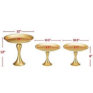 VILAVITA 3-Pieces Cake Stand Set Round Metal Cake Stands Dessert Display Cupcake Stands, Gold