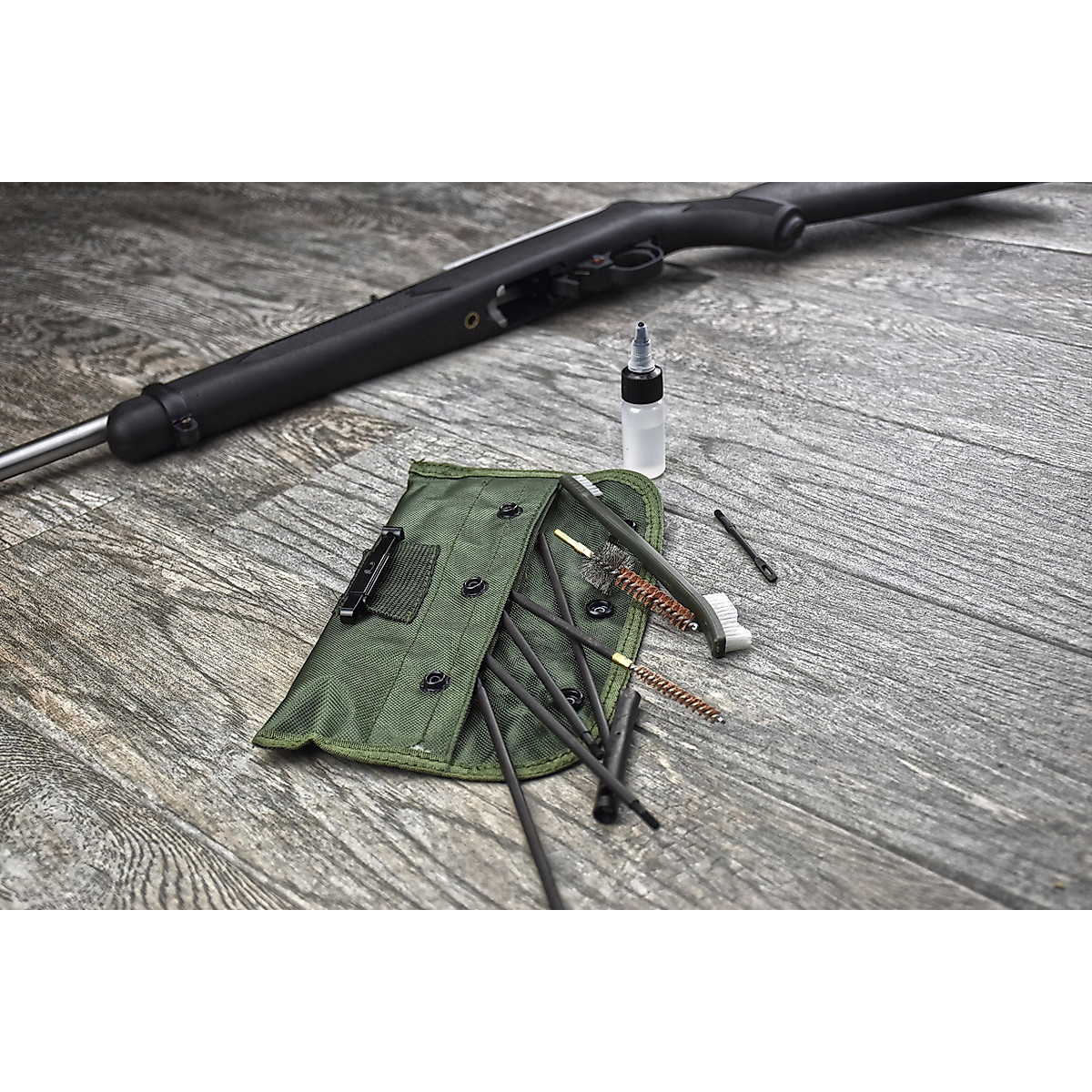 SE 10-Piece Rifle-Gun Cleaning Kit - includes Brass Brushes, Rod Extenders, and Canvas Storage Pouch - GC16M