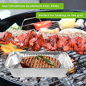 CYEAH 50 Packs Aluminum Foil Pans with Lids 8 x 6 Inch Disposable Foil Pans, 2.25lb Capacity Foil Food Containers with Lids,Disposable Cookware Tin Pans for Baking, Cooking, Heating and Takeout