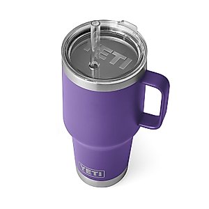 YETI Rambler 35 oz Tumbler with Handle and Straw Lid, Travel Mug Water Tumbler, Vacuum Insulated Cup with Handle, Stainless Steel, Peak Purple