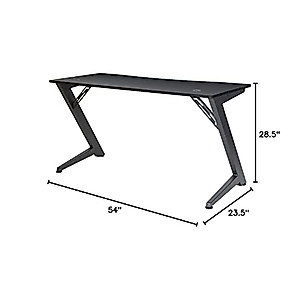 OSP Home Furnishings Beta Battlestation Gaming Desk with Bluetooth RGB LED Lights, Matte Black