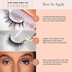 Lilly Lashes Everyday Stripped Down Faux Mink Lashes False Eyelashes Natural Look Faux Wispy Lashes Mink Fake Eyelashes To Be Worn With Eye Glasses Natural Lashes 13 mm Reusable Up to 20 Times