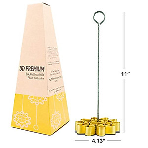 Dok Jok Brass Mold Thai Dessert Maker - Large Rosette Lotus Flower Cookie Mold with Handle Diameter By DDPremium 4.13 Inch