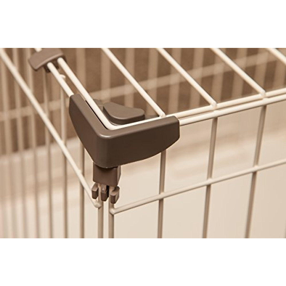 IRIS USA Medium Portable Wire Animal Cage, Easy Assembly Wire Dog Crate Animal House with Removable Casters and Top Access, Almond/Brown