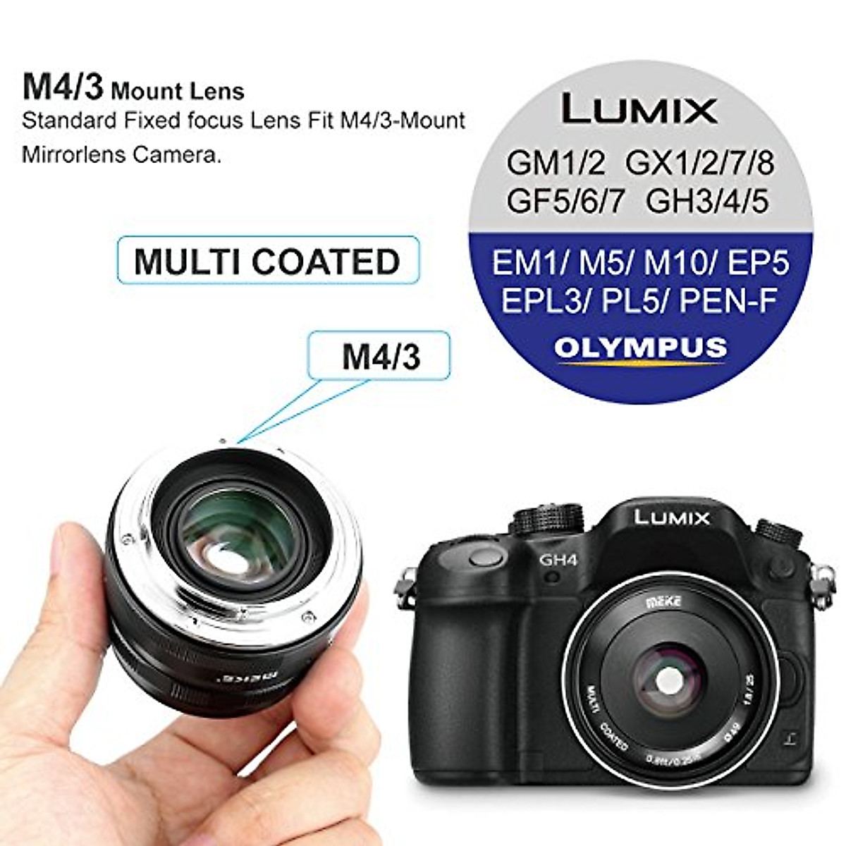 Meike 25mm F1.8 Large Aperture Wide Angle Lens Manual Focus Lens Compatible with Panasonic Lumix Olypums M43 Mount Mirrorless Cameras GH4 GH5 GH6