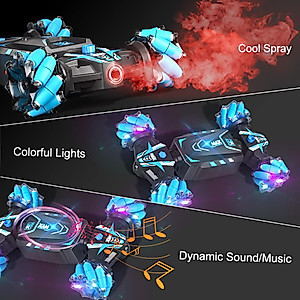 Axirata Remote Control Car Hand Controlled Gesture RC Stunt Car with Spray & Lights & Music for Kids 6-13 Year Old, 4WD 2.4GHz Off-Road 360° Rotation Toy Car Gift for Boys Girls