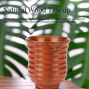 Wooden Tea Cup, Natural Solid Wood Tea Cup Japanese Zen Style Teacup Wooden Teacups Coffee Mug Wine Mug Classical Beer Mug Small Tea Cups Drinking Cup for Drinking Tea Coffee Wine Beer, Pack of 2