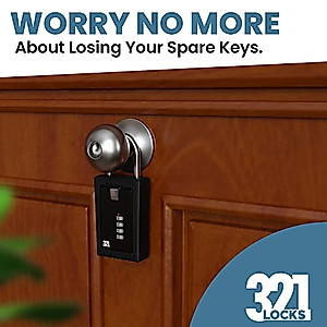 Key Lock Box LB-003 - Hide a Key Outside for Your House - Realtor, Spare Key, Contractor, Rental, Key Storage - Lockbox Combination Shackle Fence Mount, Door Knob Mount (1 Pack) (1)