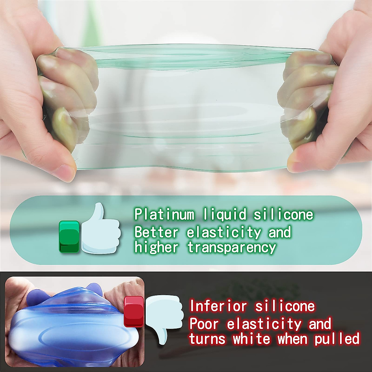 DeliOne Silicone Stretch Lids for Kitchen Food Storage – Durable,Reusable + Expandable Bowl Covers for Cup or Square Containers, Freezer, Microwave,and Dishwasher Safe,Mixing Size, 6-Pack, Color