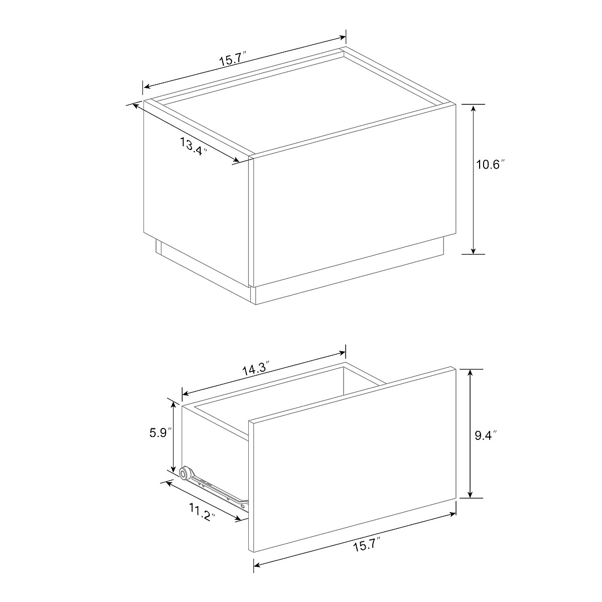 Stackable 1 Drawer Dresser, Small Dresser for Closet Organizer with Modern Wood Dresser for Kids Nightstand Sofa Table Drawer Chest, Storage Cabinet for Entryway Bedroom, 15.7in, Black