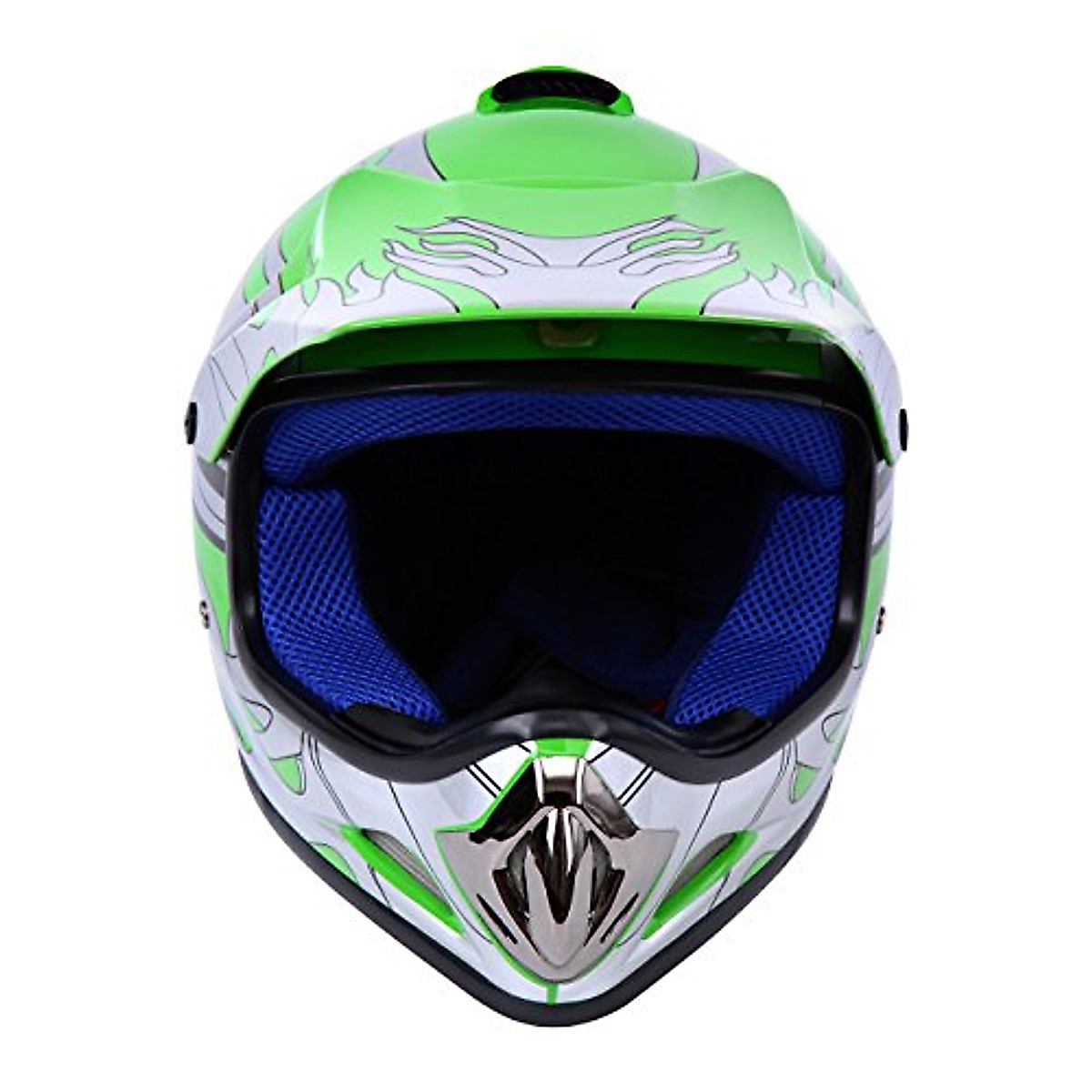 Sange DOT Youth Kids Offroad Helmet Motocross Helmet Dirt Bike ATV Motorcycle Helmet Gloves Goggles Compliant with FMVSS 218(Green, Large)