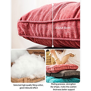 ETULLE Modern Velvet Chair Pads,Square Lumbar Back Support Seat Cushion Cozy Soft Seat Pad with Ties,Corduroy for Kitchen Garden Living Room Dining Office-Brown 43x43cm(17x17inch)