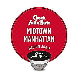 Chock Full o’Nuts Midtown Manhattan Roast, Medium Roast K-Cups – Compatible with Keurig Pods K-Cup Brewers (1 Pack of 18 Single-Serve Cups)