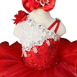 Jenniferwu G124 Infant Toddler Baby Newborn Little Girl's Pageant Party Birthday Dress RED Size 3T