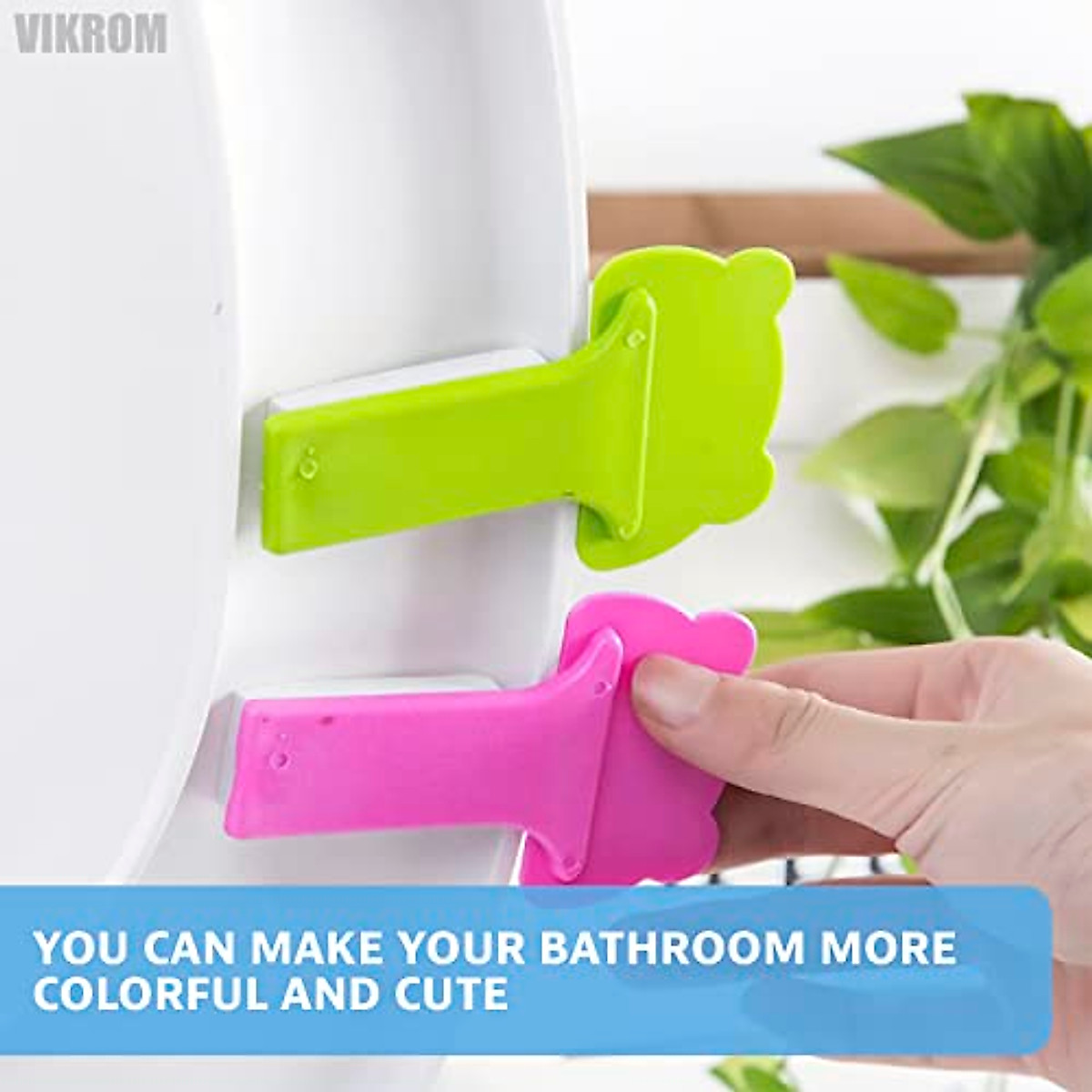 VIKROM 4Pcs Toilet Seat Lid Lifter Tool Toilet Seat Lifter Handles for Toilet Seat Cover Adhesive Handle Avoid Touch Tool Toilet Seat Handles - Self Adhesive Toilet Seat Handle Lifter Toilet Tool