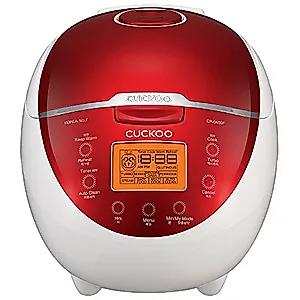 CUCKOO CR-0655F | 6-Cup (Uncooked) Micom Rice Cooker | 12 Menu Options: White Rice, Brown Rice & More, Nonstick Inner Pot, Designed in Korea | Red/White