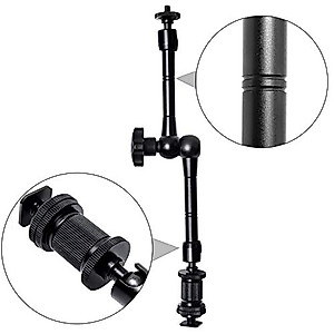 WANBY 11 Inch Articulating Friction Magic Arm & Large Adjustable Super Clamp Pliers Clip with 1/4" and 3/8" Thread for DSLR Camera Rig, LCD Monitor, LED Flash Lights (Arm & Clamp)