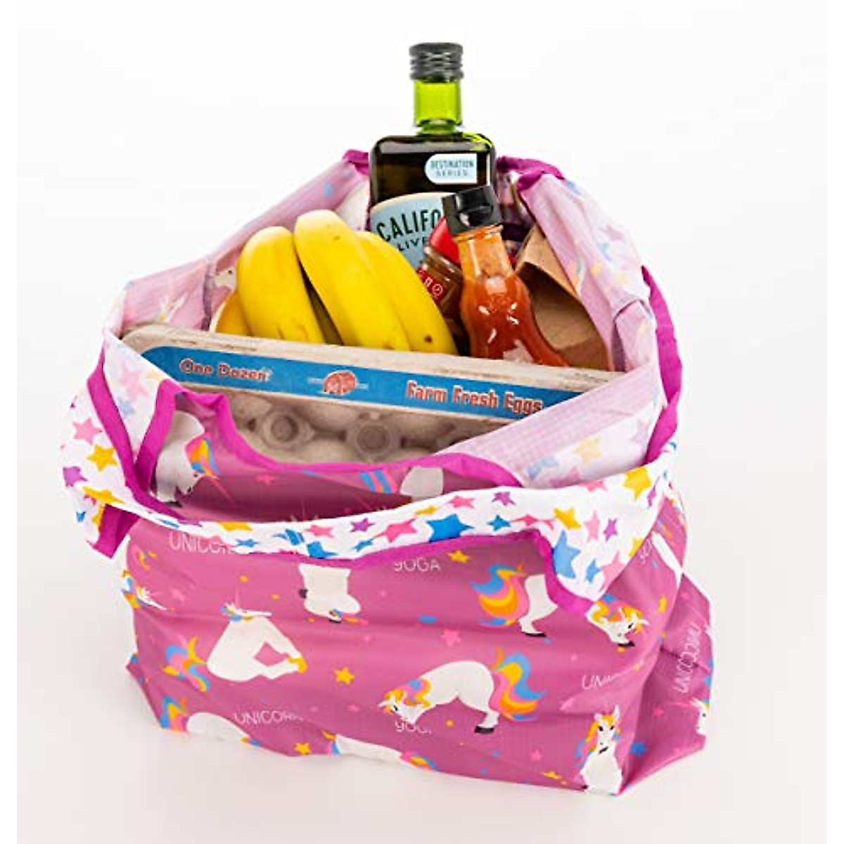 O-WITZ Reusable Shopping Bag, Ripstop, Folds into Pouch, Unicorn