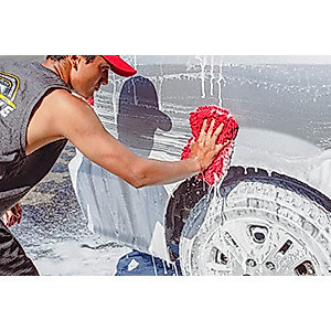 Maxshine Red Chenille Microfiber Wash Pad – Double Sided Long Super Soft Strands Makes Easy to Glide Over Any Car Surfaces, Windows, Mirrors, Great Washing Experience