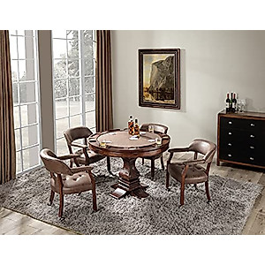 MODERION Solid Wood Boss Caption's Chairs,Dinning Chairs with Wheels and Arms,Office Desk Chairs, Classic Swivel Accent Chairs with Upholstered,Dinner Chairs, 31.5¡±H for Living Room Retro SY318DK