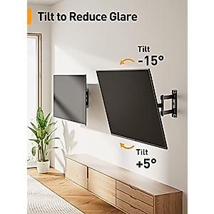 Perlegear Full Motion TV Wall Mount for 26-55 inch Flat or Curved TVs, Wall Mount TV Bracket with Articulating Arm, Swivel, Tilt, Extension, Corner TV Wall Mount Max VESA 400x400mm up to 60 lbs PGMFK3