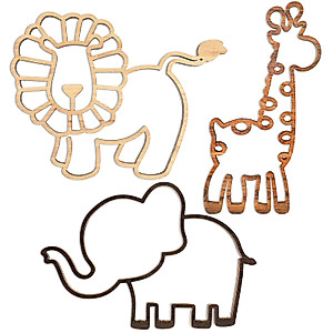 Yulejo Nursery 3 Pieces Jungle Theme Nursery Decor Wooden Animal, Woodland Safari Wall Decor with Glue Points for Bedroom Decor (Lion, Elephant, Giraffe)