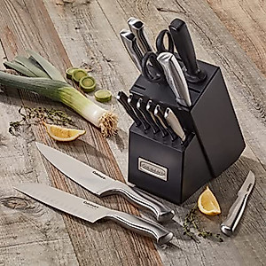 15 Piece Kitchen Knife Set with Block by Cuisinart, Cutlery Set, Hollow Handle, C77SS-15PK