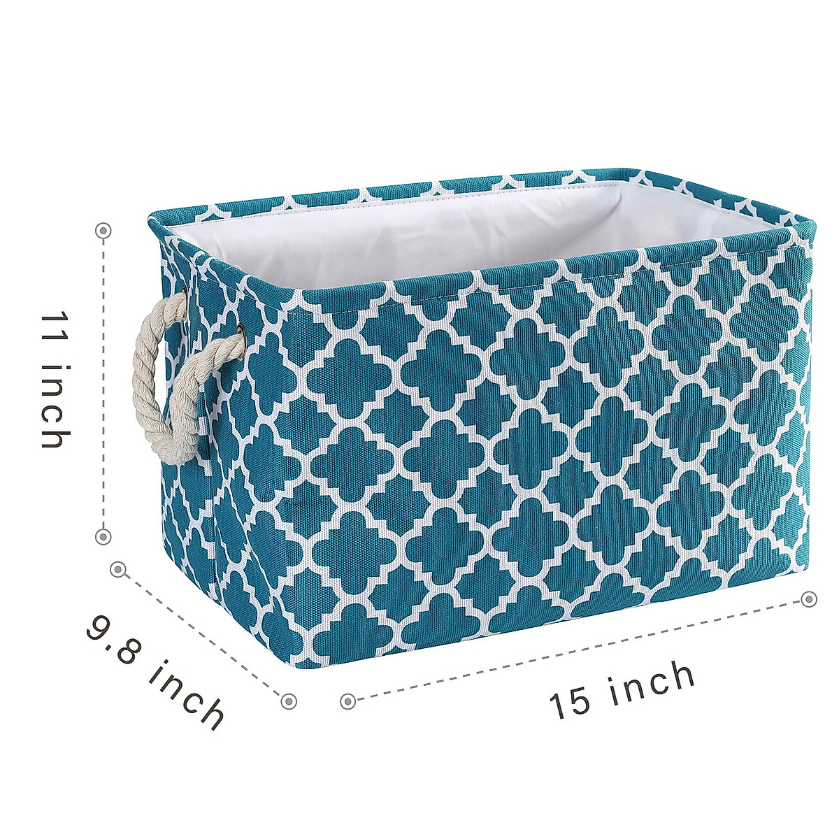 3 Pack Storage Basket Bins Foldable Shelf Basket Rectangular Fabric Organizer Bin Laundry Hampers Baskets for Nursery, Toys, Home Closet, Laundry15 x 11 x 9.8 in (Blue Green)