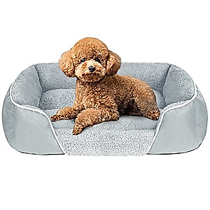 RIROMGY Dog Bed for Small Dogs, Rectangle Machine Washable Dog Bed Warming Calming Pet Sofa Comfortable Orthopedic Dog Bed for Small Dogs and Cats with Anti-Slip Bottom