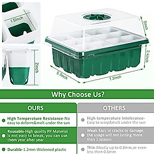 Rarello 3 Packs Seed Starter Tray Seed Starter Kit,36 Cells Reusable Seedling Starter Trays With Flexible Silicone Bottoms And Humidity Domes,Indoor Greenhouse Garden Propagation Set for Seed Starting