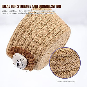 Cabilock Cotton Rope Storage Basket Woven Decorative Laundry Basket with Lion Sundries Hamper Storage Holder Nursery Bin for Bathroom Shelf Makeup Organization Khaki